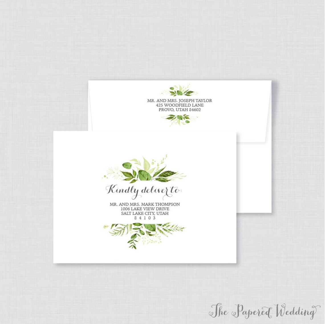 EDITABLE Wedding Envelopes Printable Editable Green Wedding - Etsy