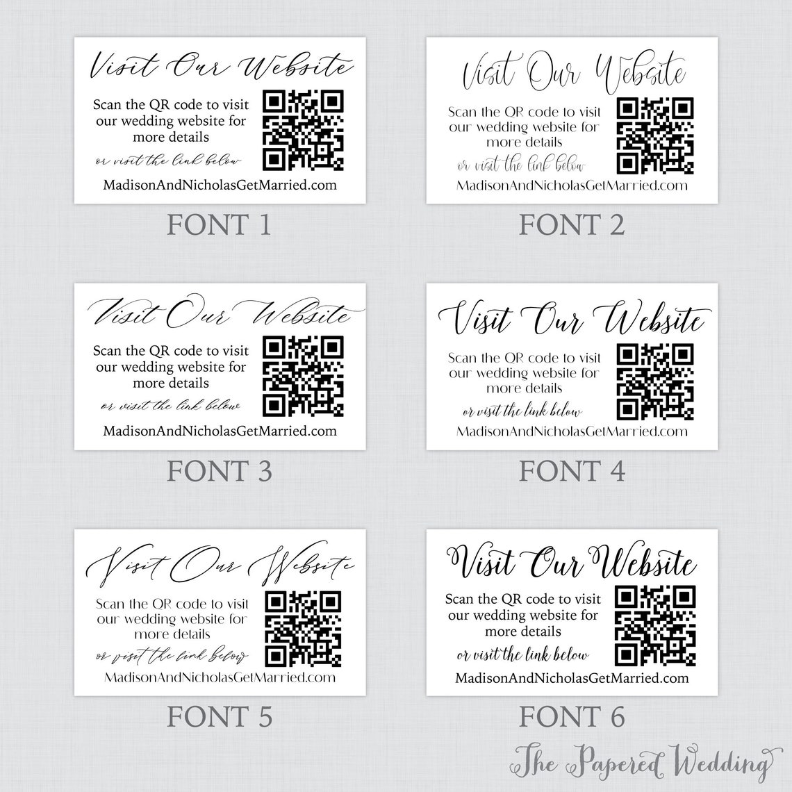 Printable OR Printed QR Code Insert Cards With Custom Color and Font ...