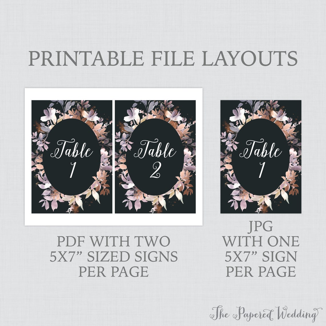 Printable Rose Gold Wedding Table Numbers Black Rose Gold & - Etsy