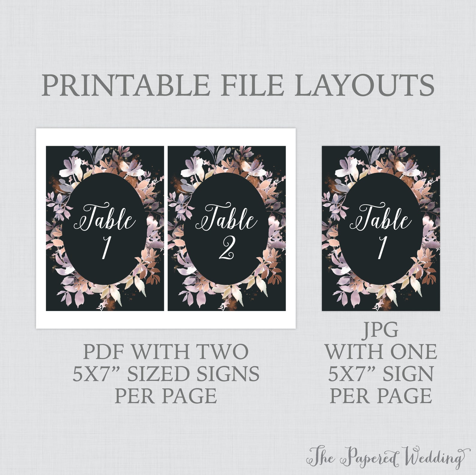 Printable Rose Gold Wedding Table Numbers Black Rose Gold & - Etsy