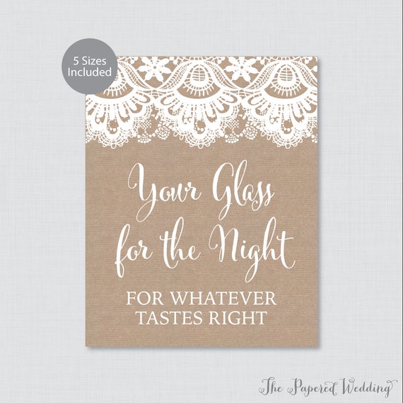 Printable Your Glass for the Night Sign Rustic Burlap and - Etsy