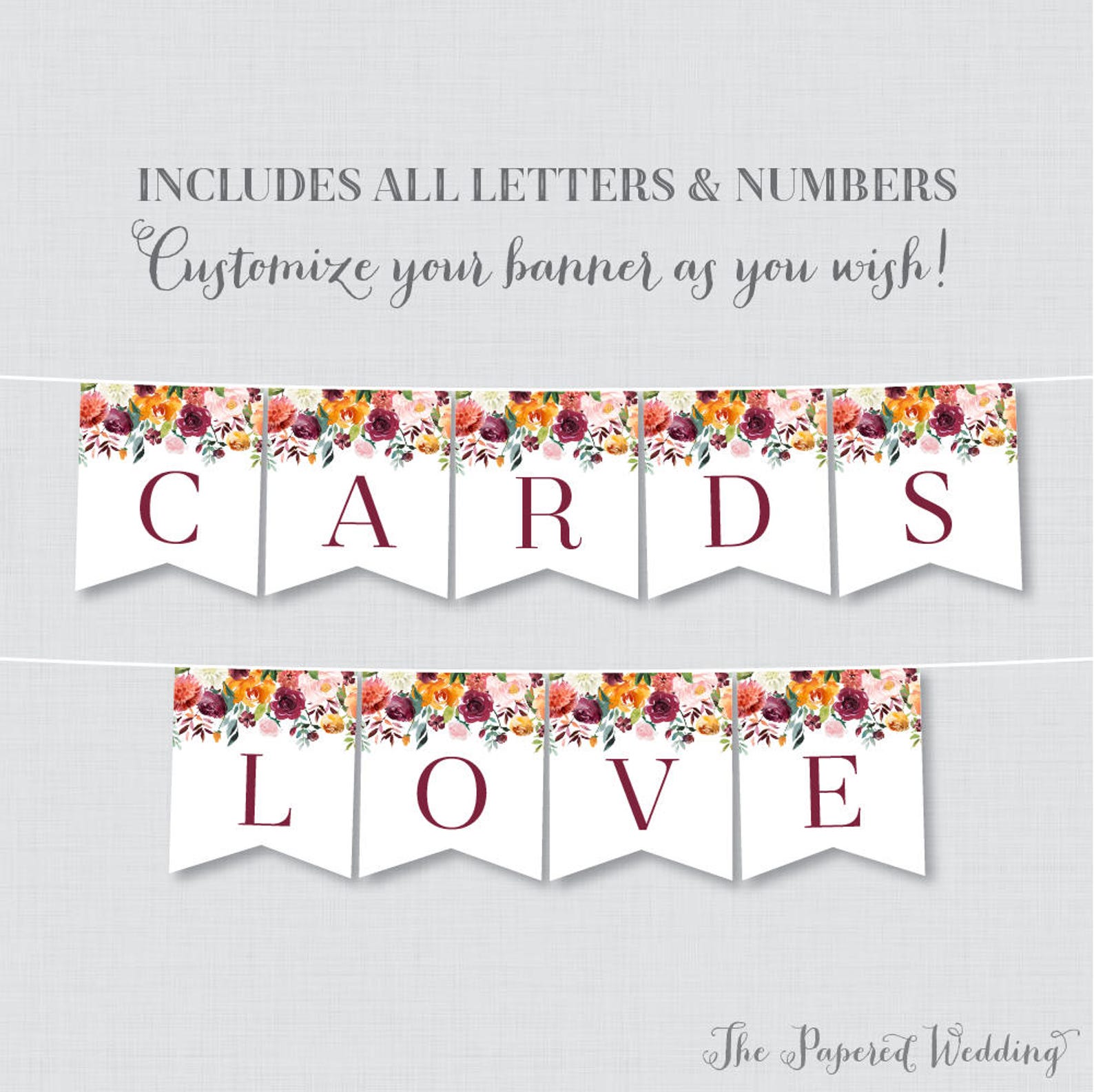 Printable Wedding Banner Fall Floral Wedding Banners With | Etsy