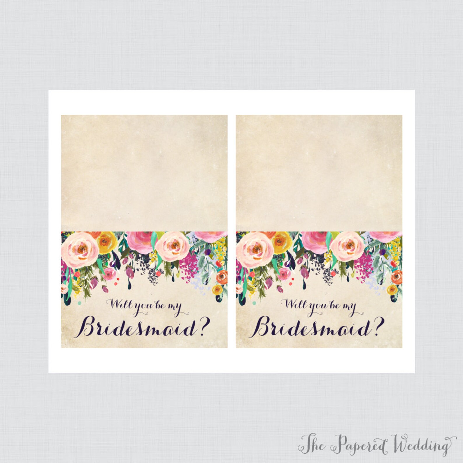 Printable Wedding Party Cards Package Floral Will You Be My - Etsy