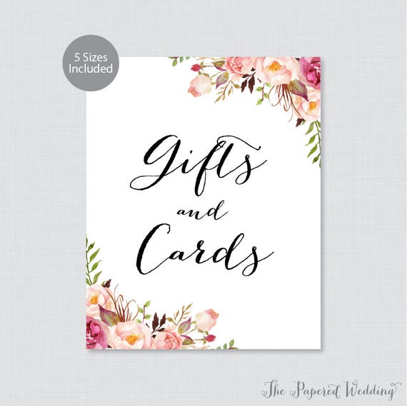 Printable Gifts and Cards Sign Pink Floral Gifts/cards Sign | Etsy