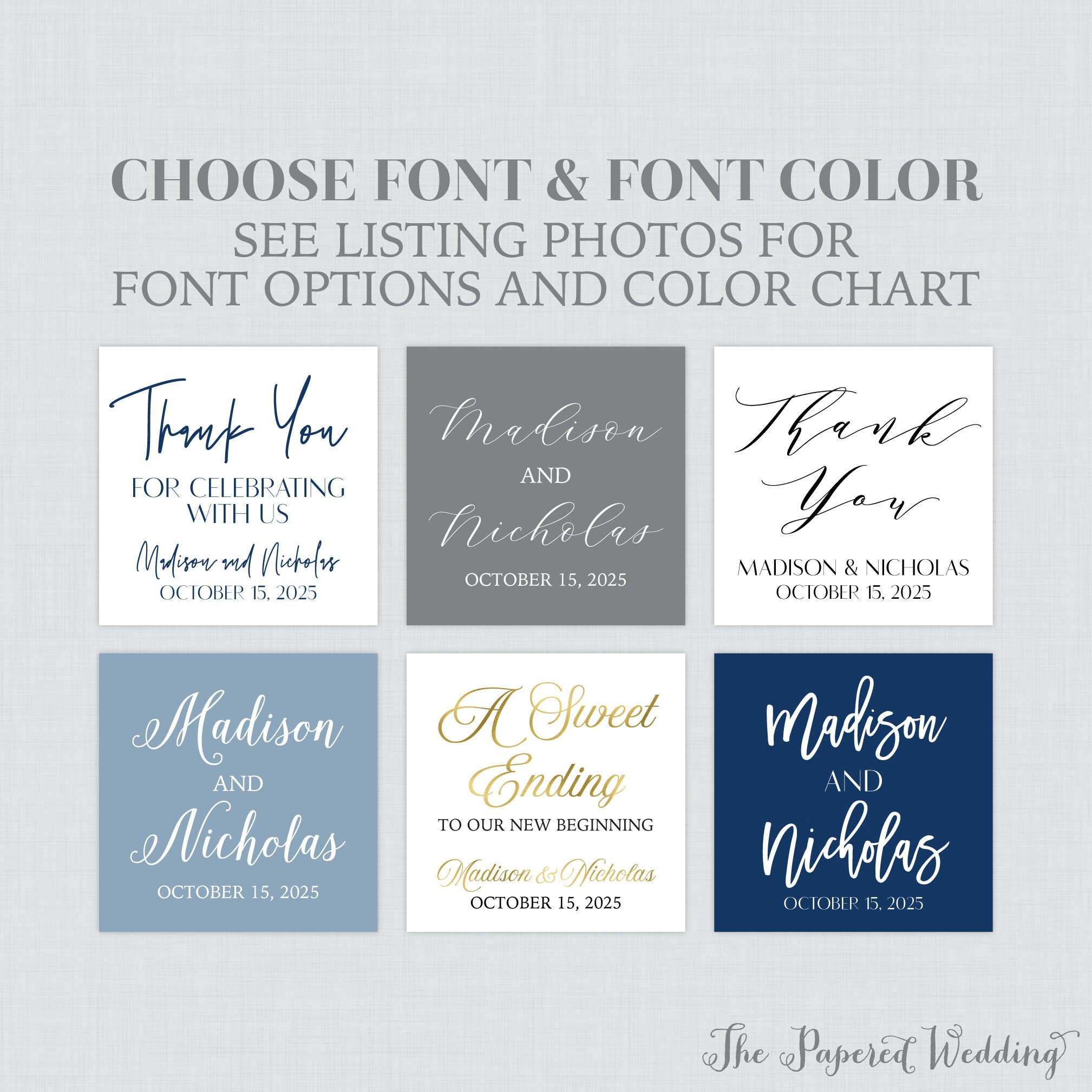 Printable OR Printed Wedding Stickers Square Wedding - Etsy