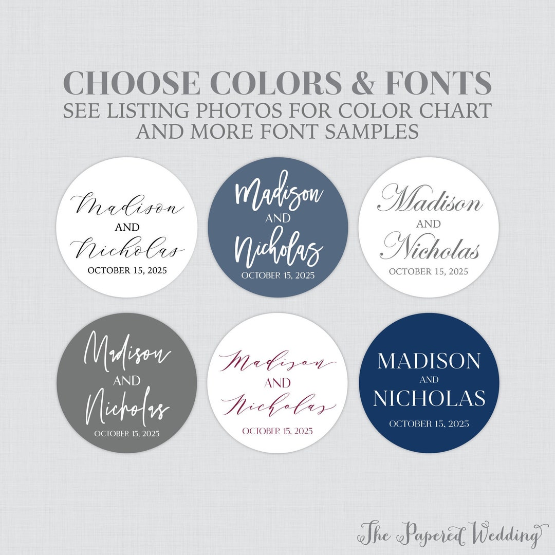 Printable OR Printed Wedding Stickers With Custom Fonts and Colors ...