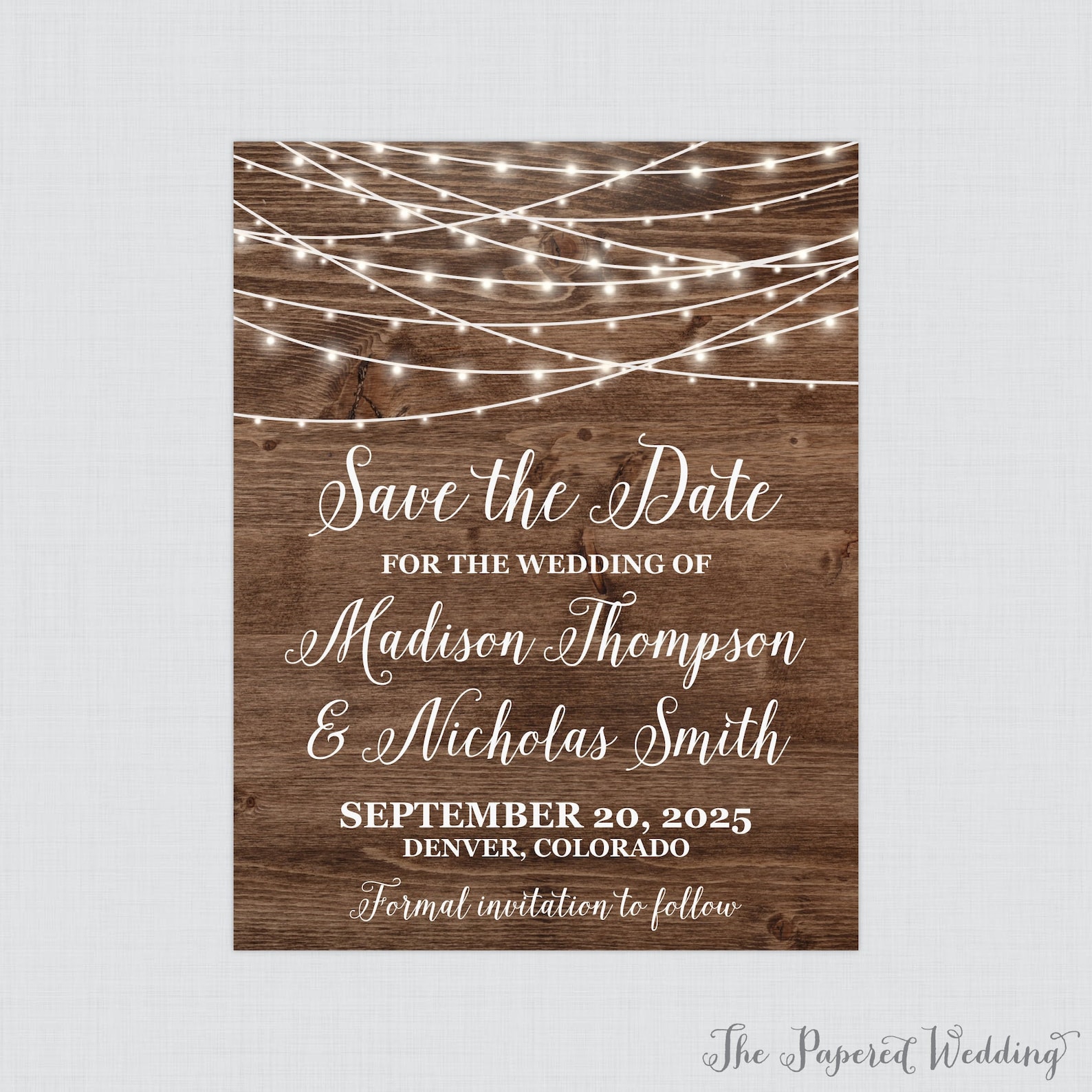 Printable OR Printed Rustic Save the Date Cards - Wood and String ...