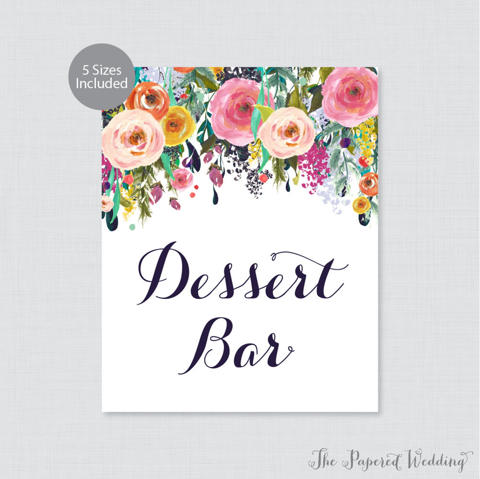 Printable Dessert Bar Sign Floral Dessert Buffet Sign | Etsy