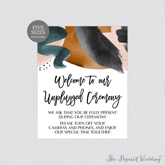 Printable Abstract Unplugged Ceremony Sign Modern Abstract | Etsy