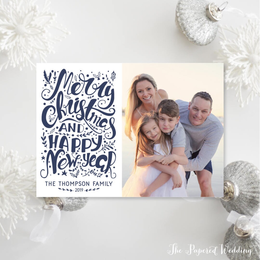 Printable OR Printed Photo Christmas Cards Merry Christmas and Happy ...