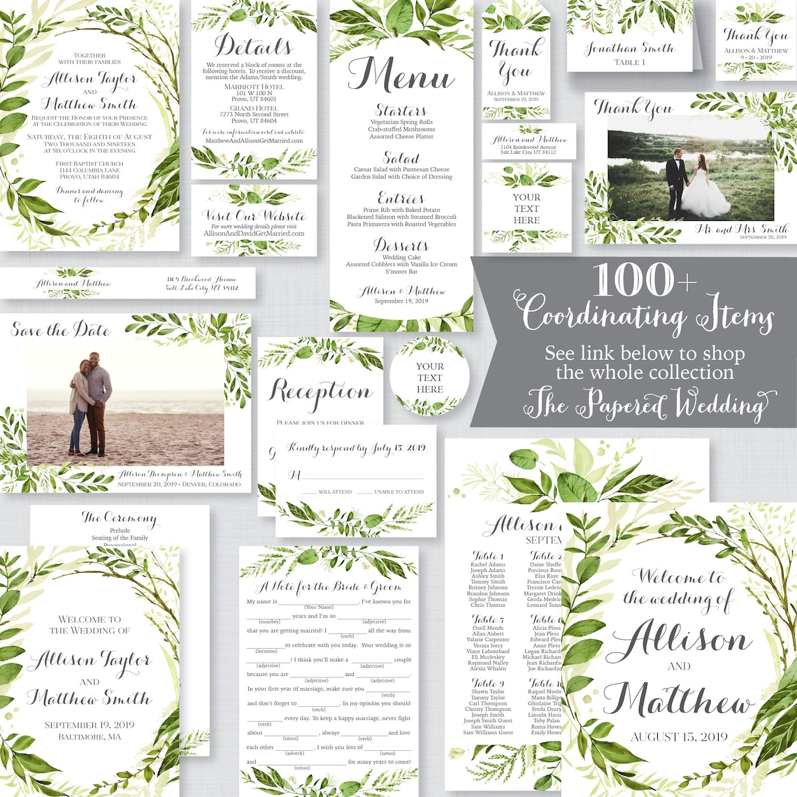 EDITABLE Wedding Circle Tags Printable Green Wedding Labels | Etsy