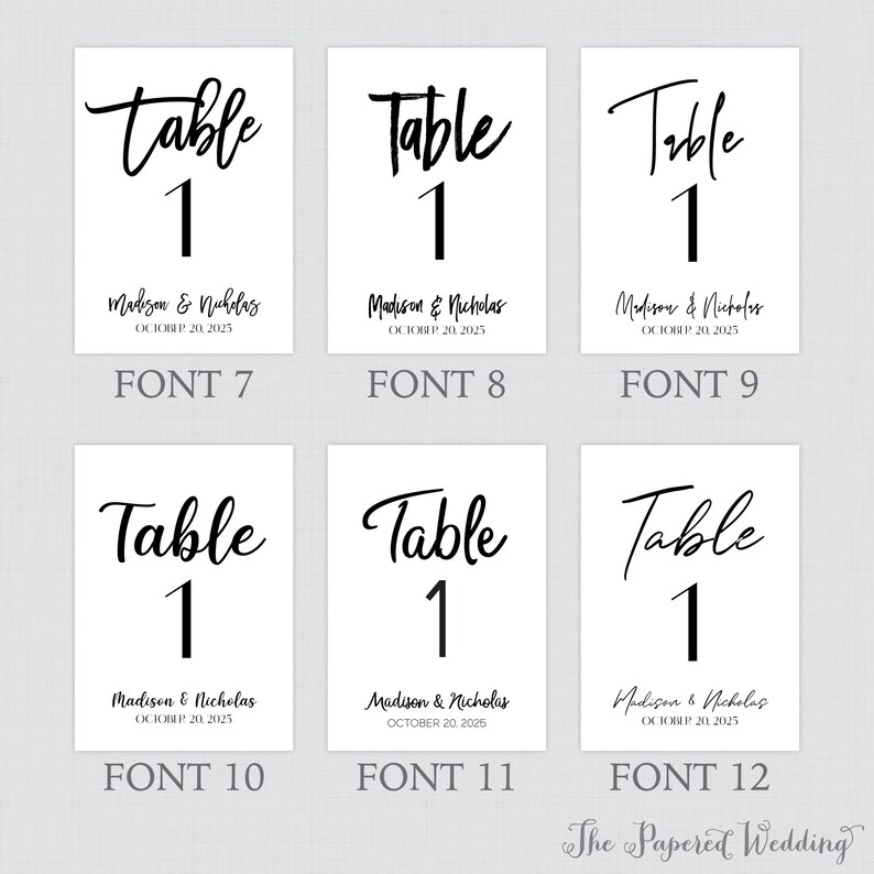 Printable OR Printed Wedding Table Number Signs With Custom Colors and ...