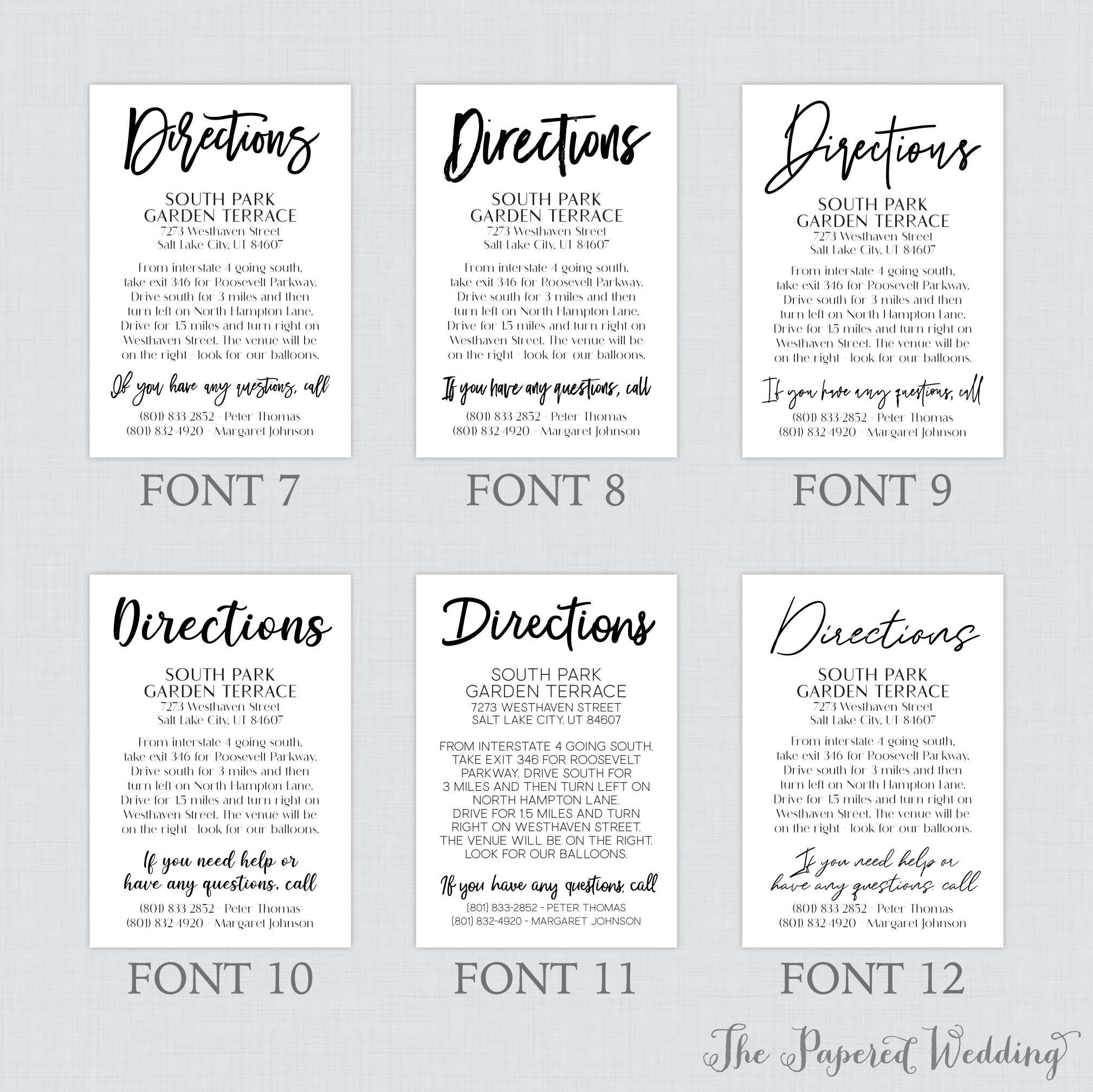 Printable OR Printed Directions Cards With Custom Color and | Etsy