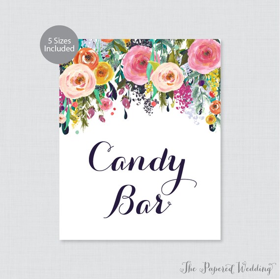 Printable Candy Bar Sign Floral Candy Bar Sign Shabby Chic | Etsy
