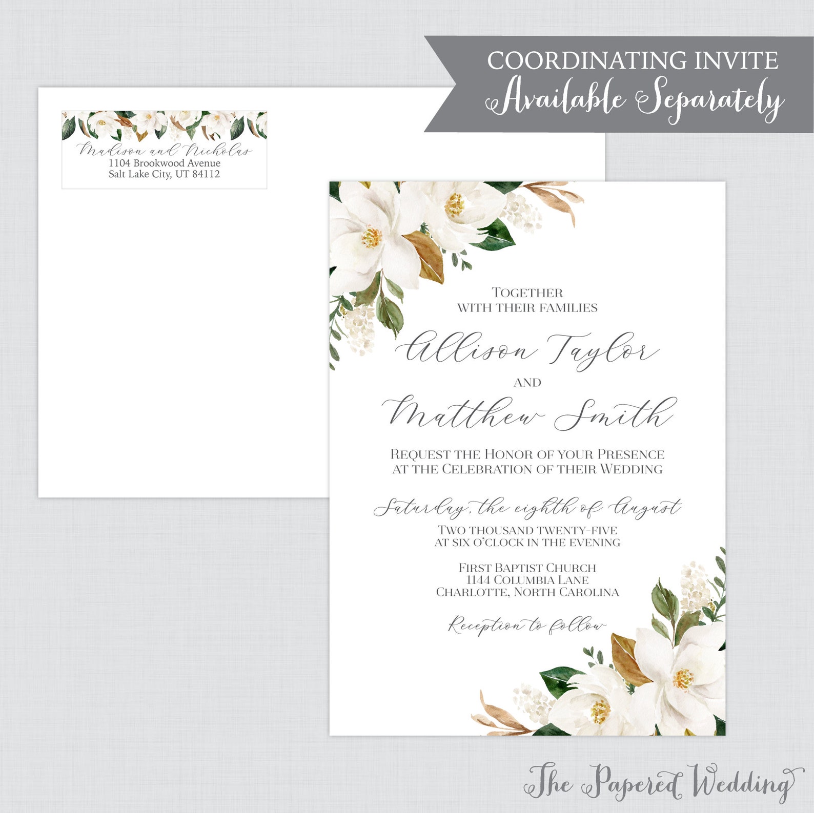 Magnolia Return Address Labels White Magnolia Flower and | Etsy