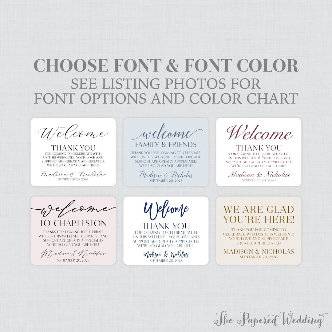 Printed Hotel Welcome Bag Labels With Custom Fonts and Colors ...