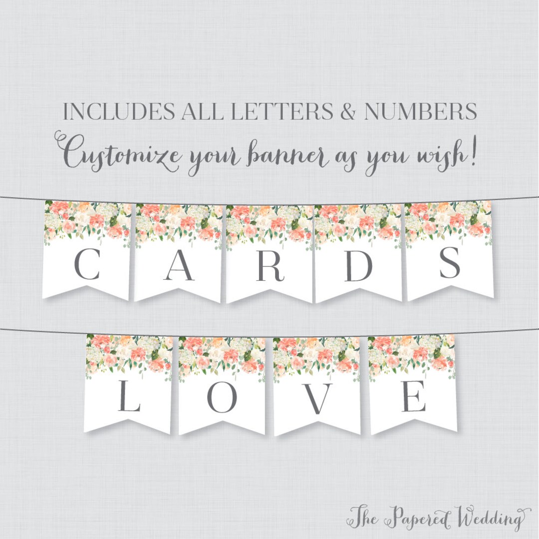 Printable Wedding Banner - Peach Floral Wedding Banners With ALL ...
