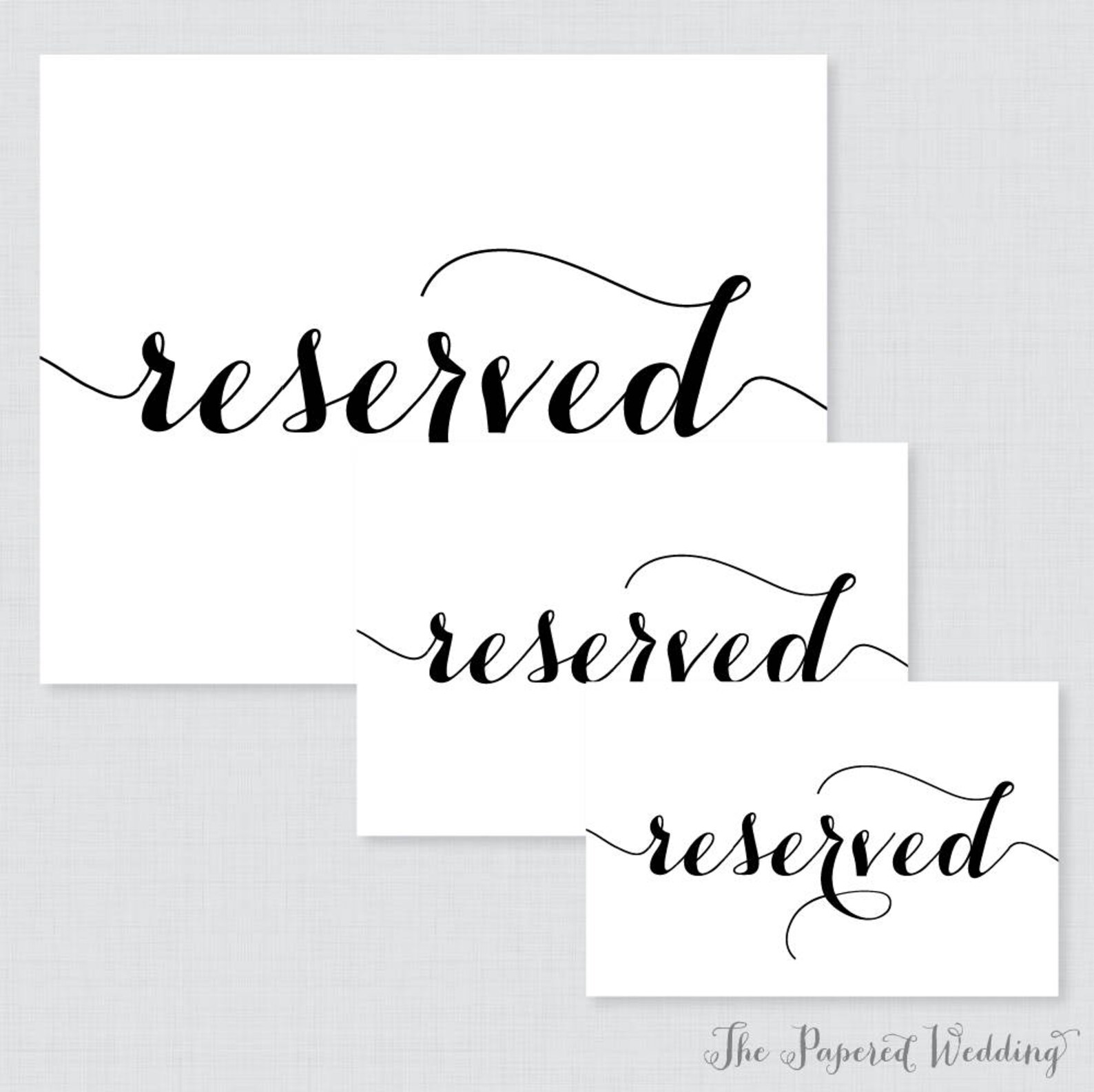 Printable Wedding Reserved Signs Black and White Reserved - Etsy