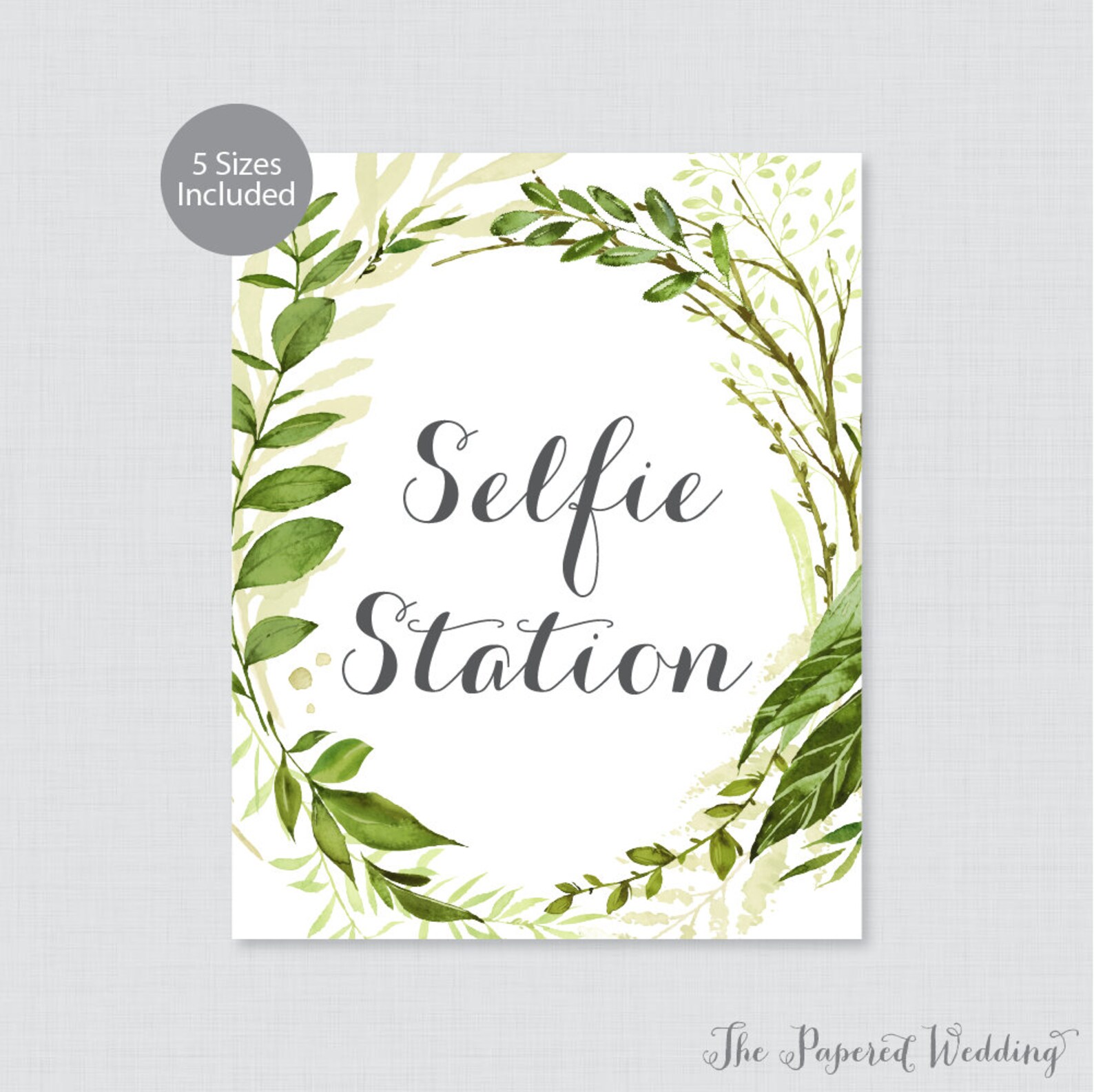 Printable Selfie Station Sign Green Wreath Photo Booth Sign - Etsy