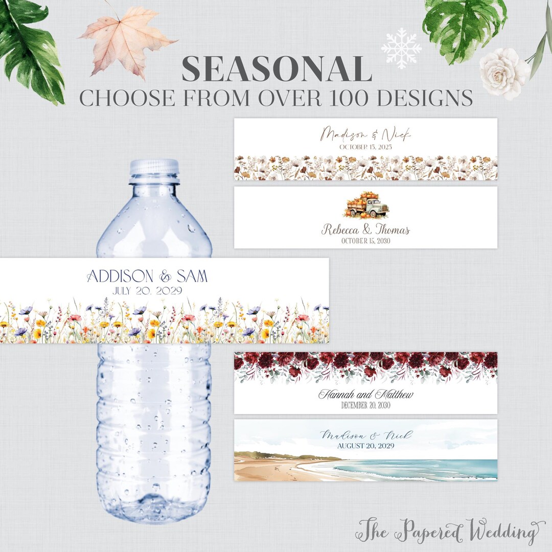 Printed or Printable Seasonal Water Bottle Labels With Your Choice of ...