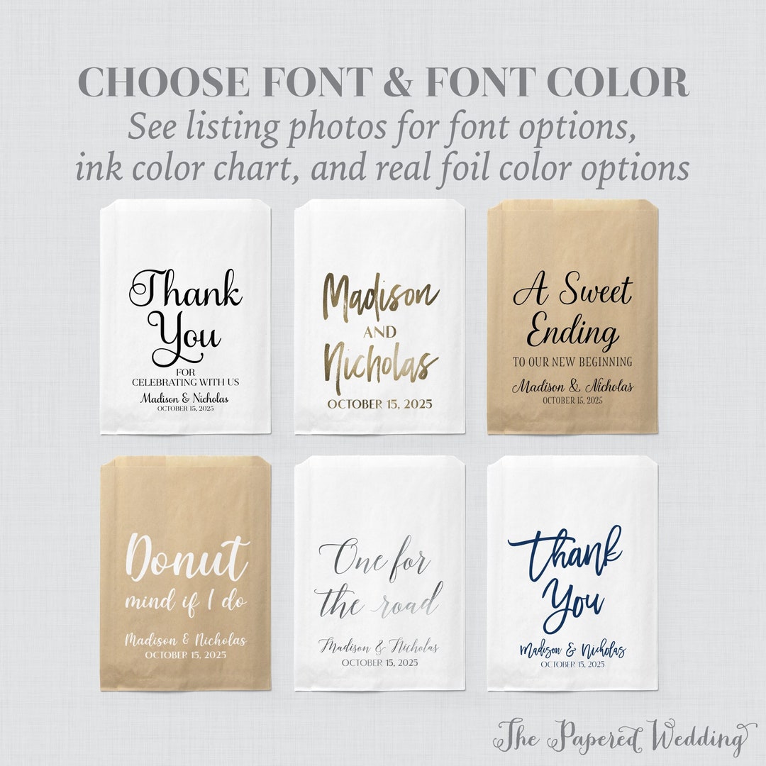 Printed Favor Bags With Custom Fonts and Colors - Foil Stamped or ...