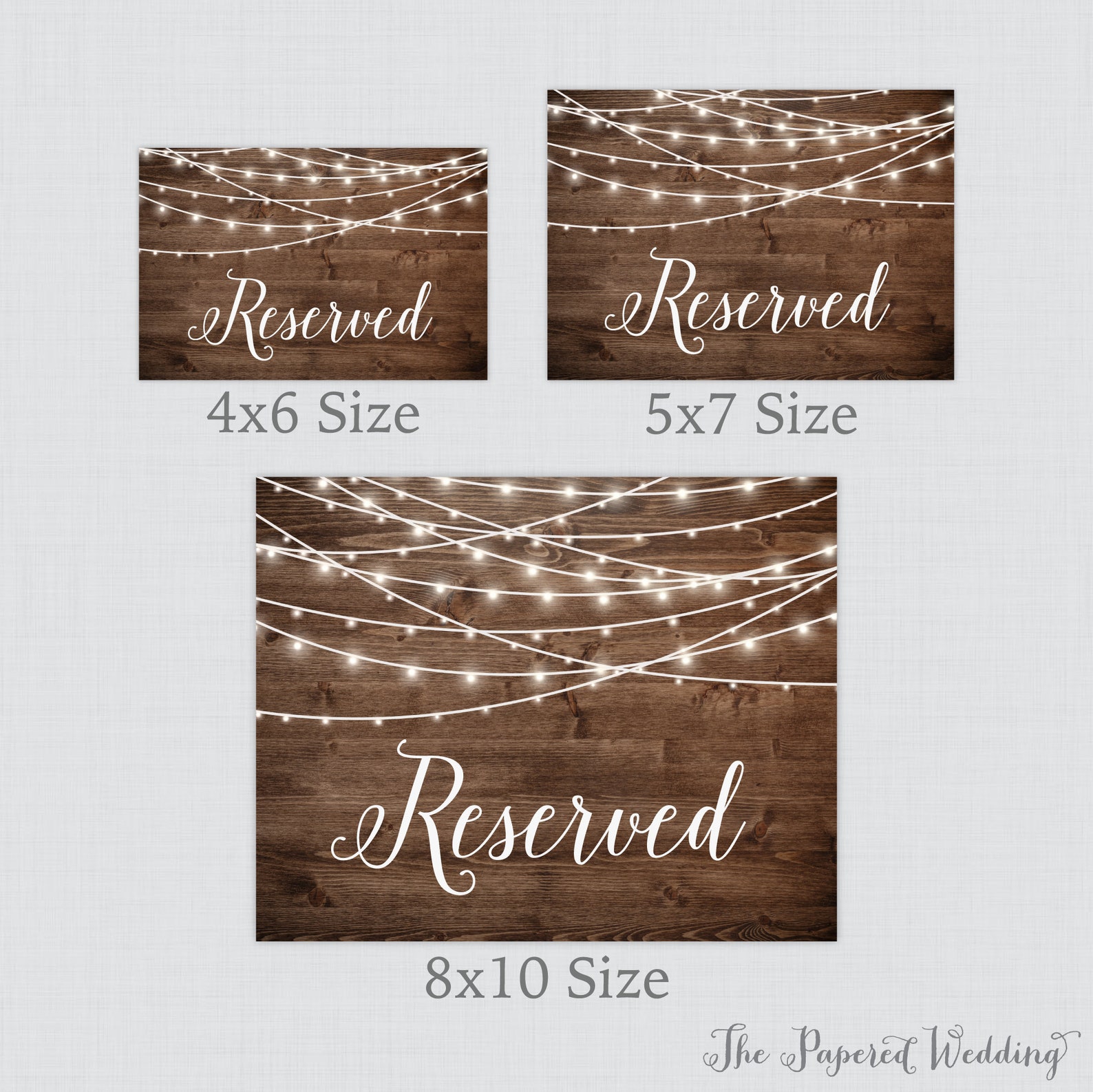 Printable Rustic Wedding Reserved Signs - Wood and String Lights ...