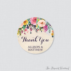 Printable OR Printed Wedding Stickers - Floral Circle Wedding Labels ...