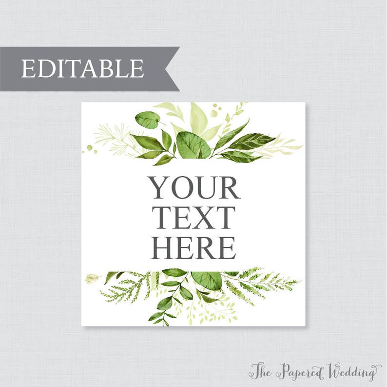 EDITABLE Wedding Tags Printable Greenery Wedding Labels | Etsy