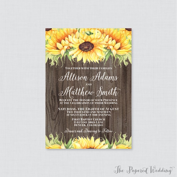 Sunflower Printable Invitations Sunflower Bridal Shower Invitation
