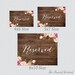 Printable Rustic Wedding Reserved Signs Pink Flower and Wood - Etsy