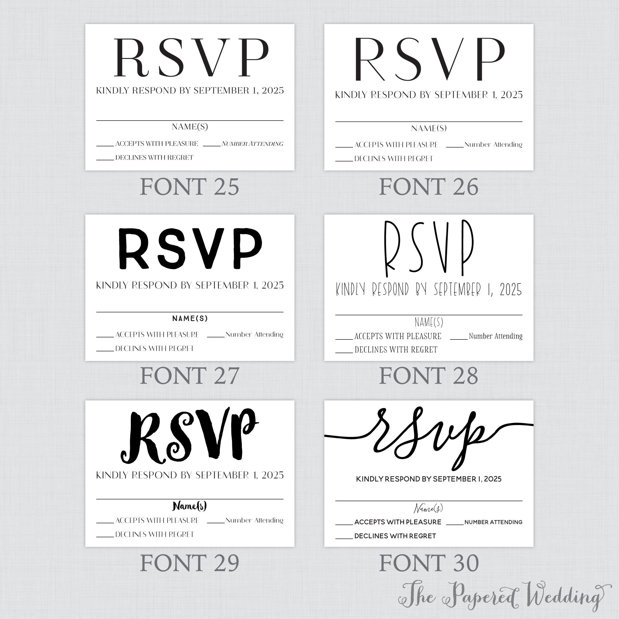Printable OR Printed RSVP Cards Wedding RSVP Cards with | Etsy