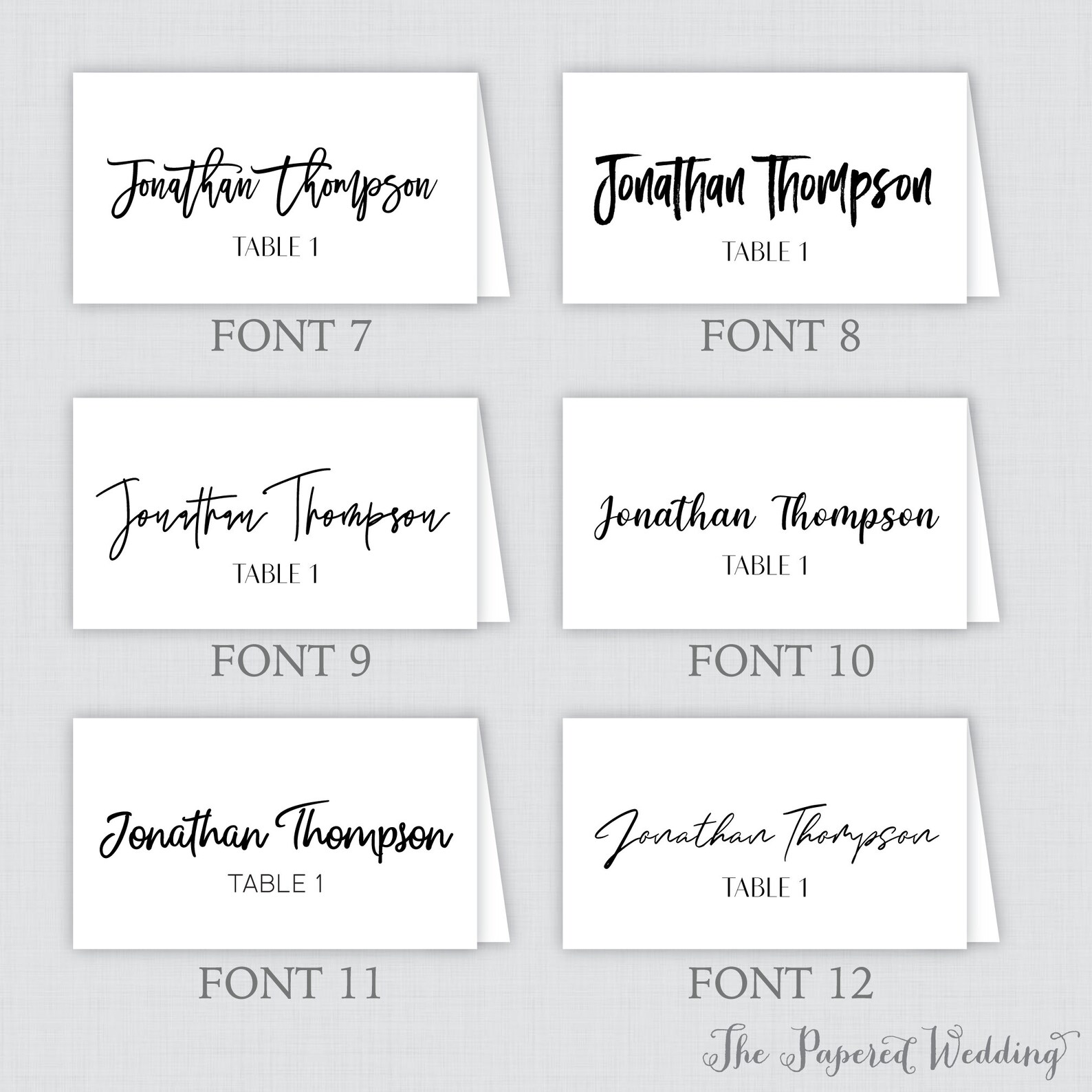 Printed Place Cards with Custom Fonts and Colors Customized | Etsy