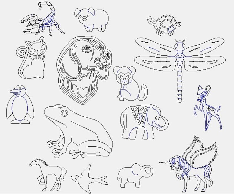 Animals Vector Engraving Model CNC dxf | Etsy