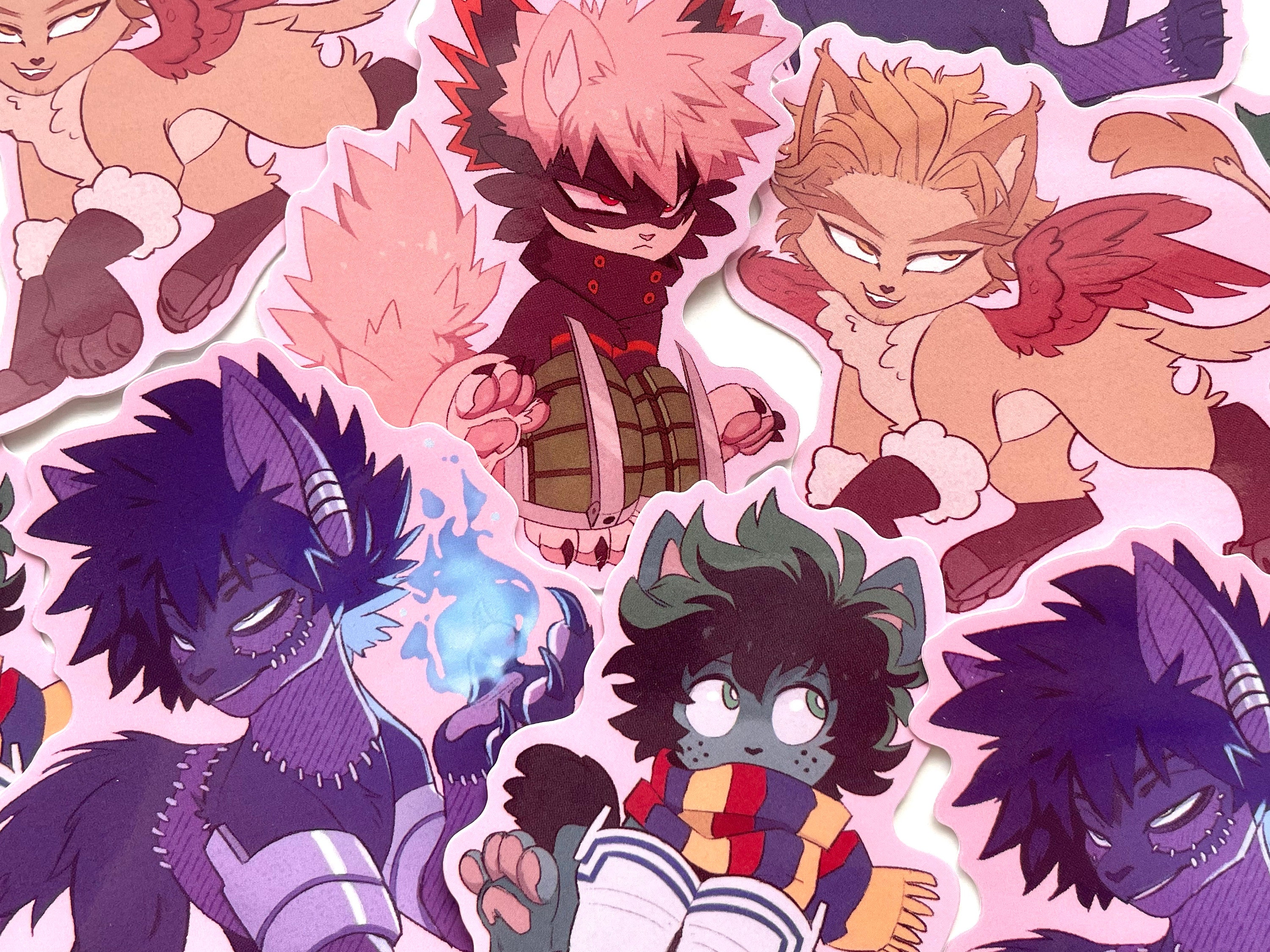 MHA Kitty Stickers deku Bakugou Hawks Dabi | Etsy UK