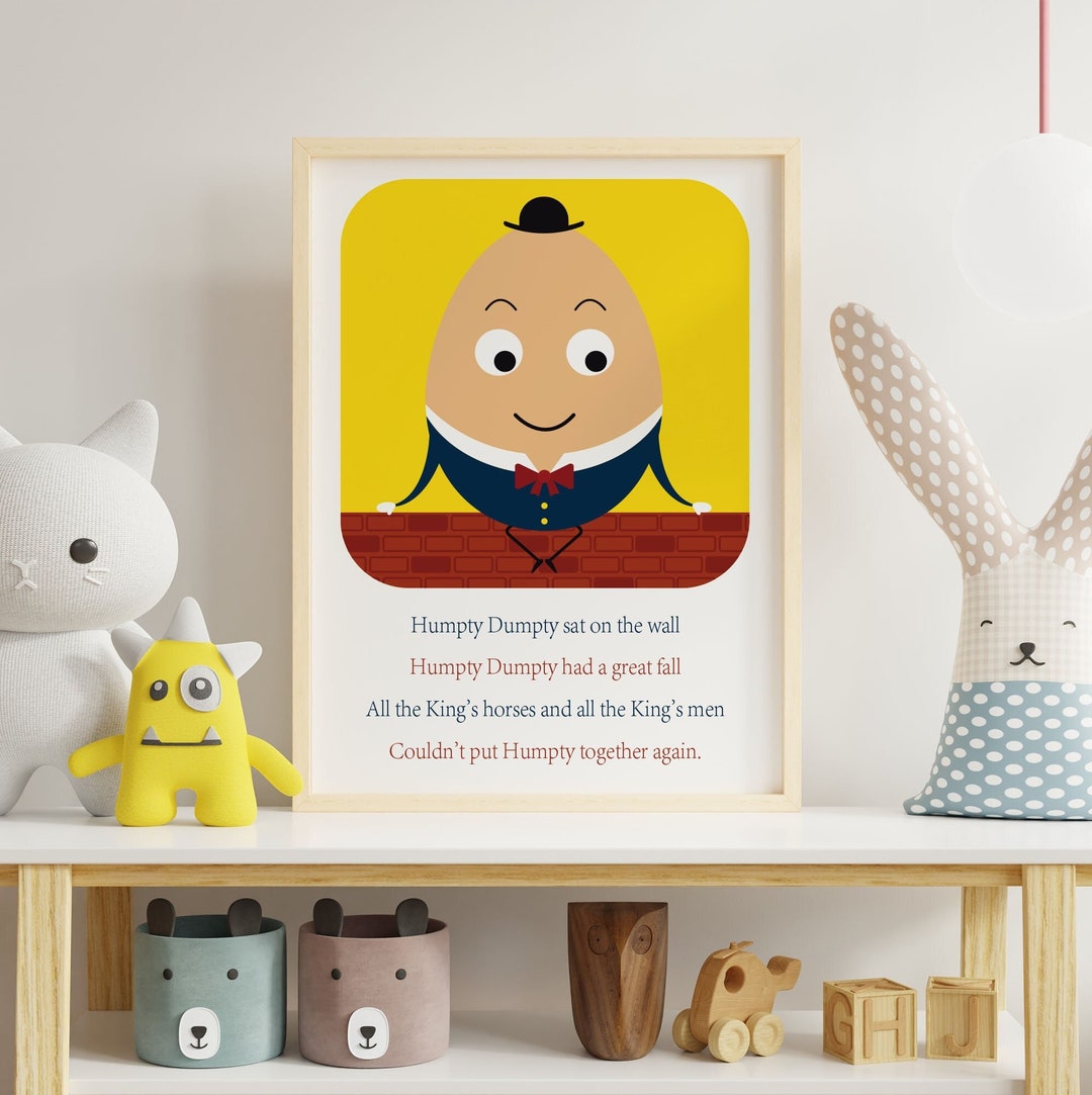 Humpty Dumpty Nursery Rhyme Print, Nursery Rhyme Art, Children's Room ...