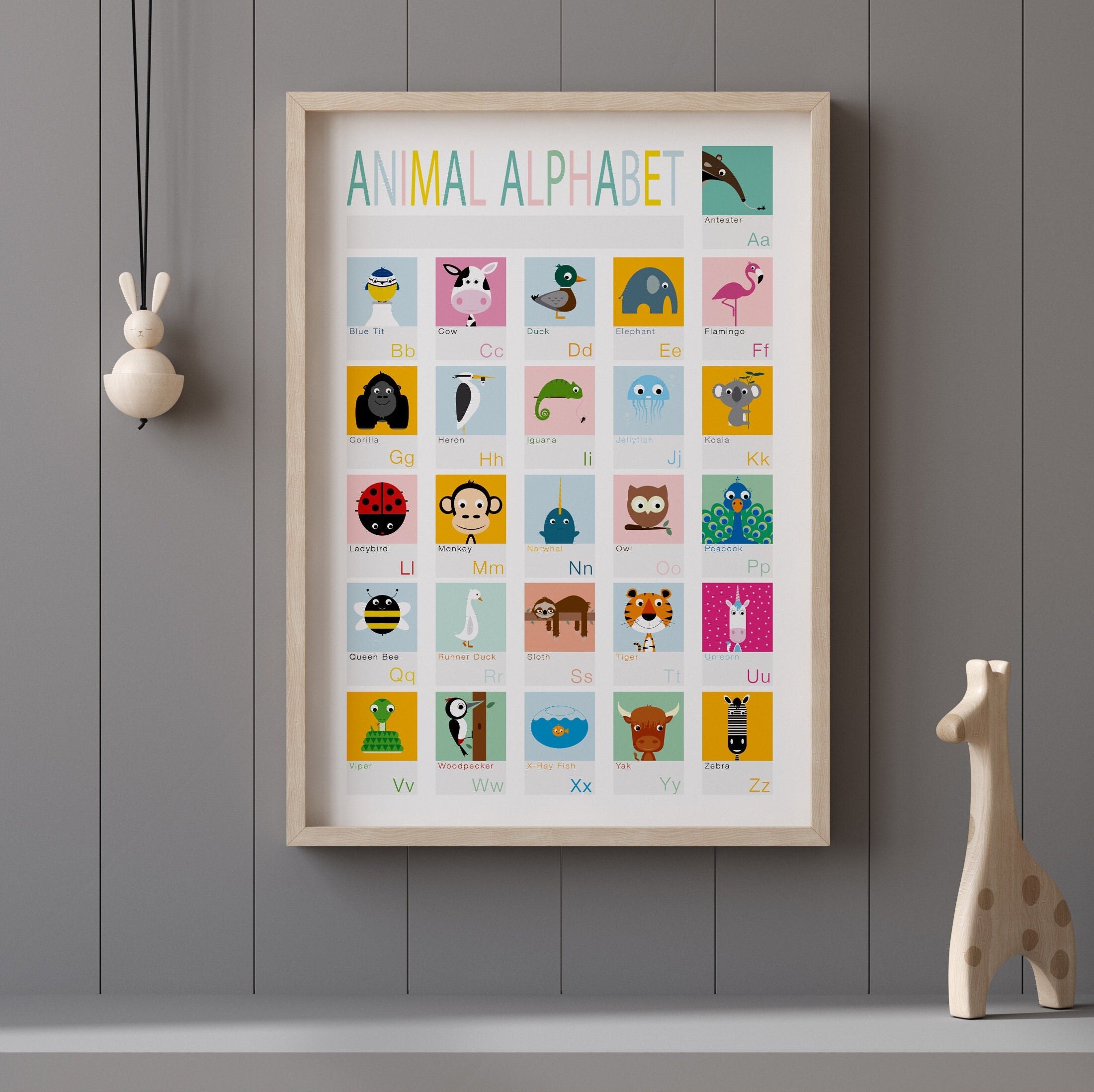 Animal Alphabet Print Alphabet Poster Nursery Wall Art - Etsy UK