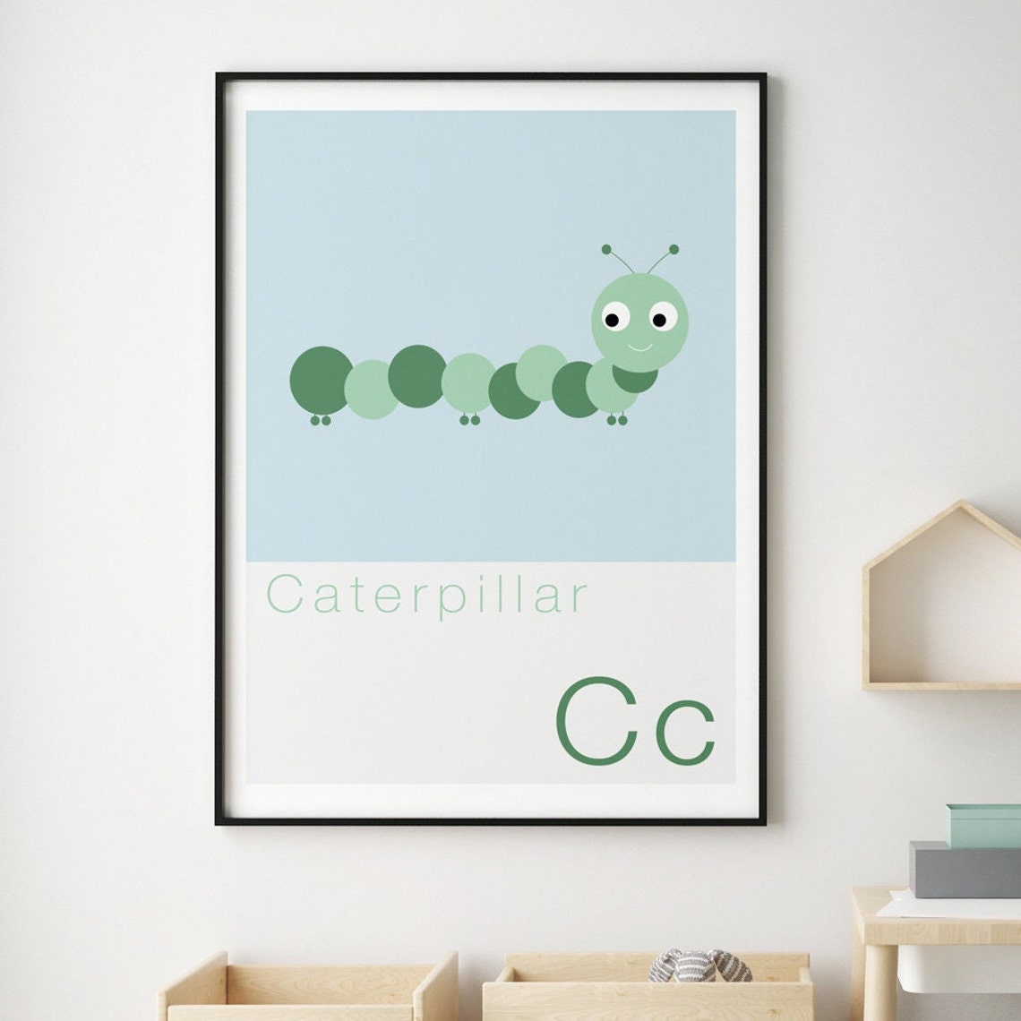 Caterpillar Print, Alphabet Poster, Nursery Wall Art, Alphabet Print ...