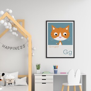 Ginger Cat Print Alphabet Poster Nursery Wall Art Alphabet - Etsy