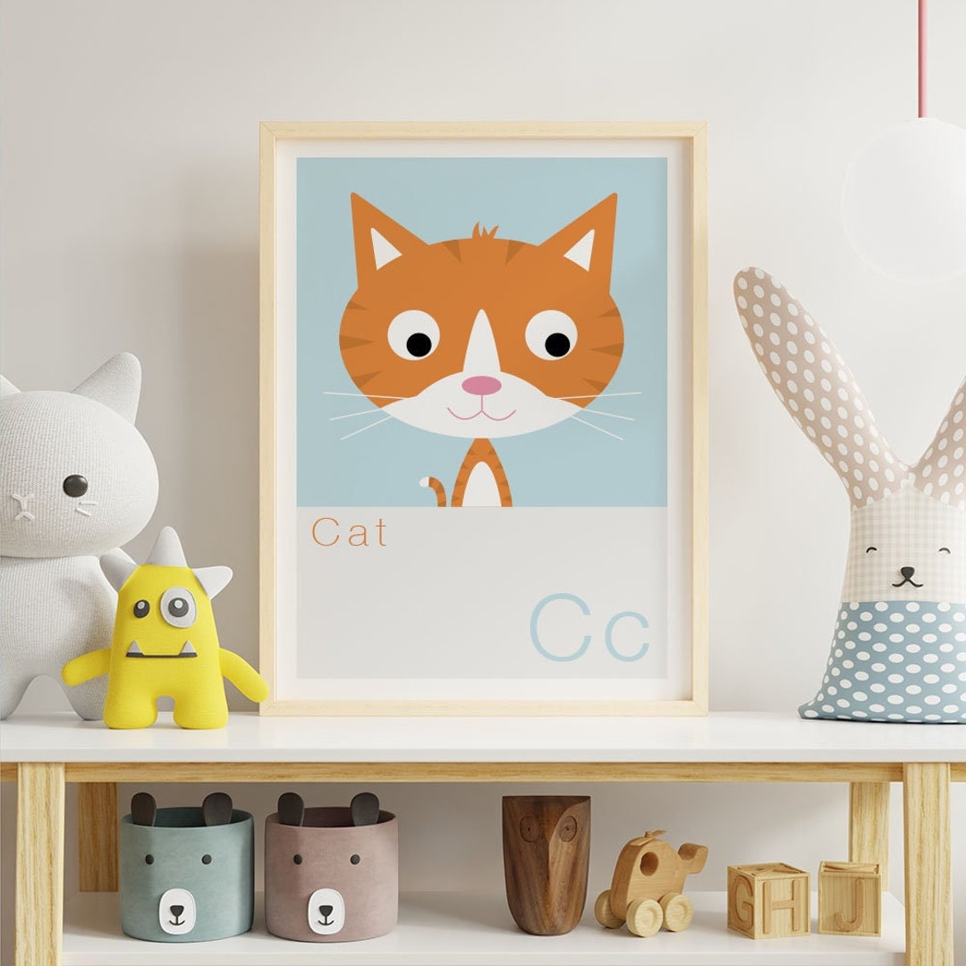 Ginger Cat Print, Alphabet Poster, Nursery Wall Art, Alphabet Print ...