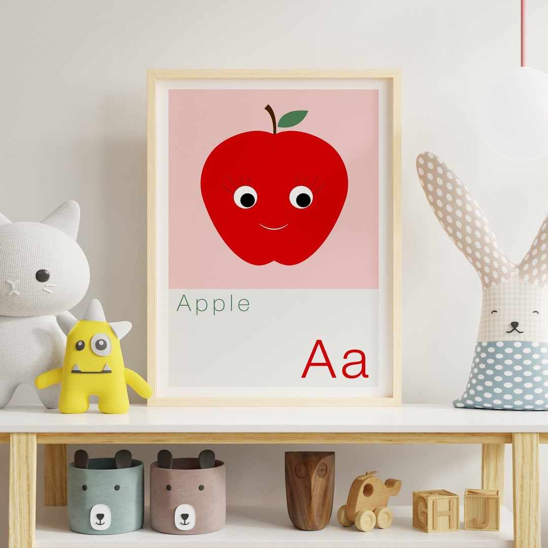 A is for Apple, Alphabet Poster, Alphabet Print, Childrens Nursery ...