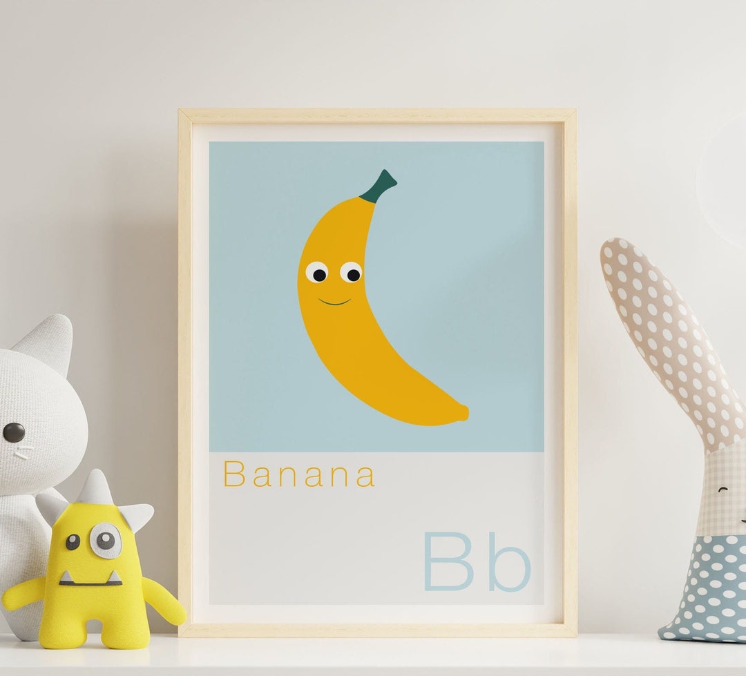 Children's Banana Print, Alphabet Poster, Nursery Wall Art, Alphabet ...