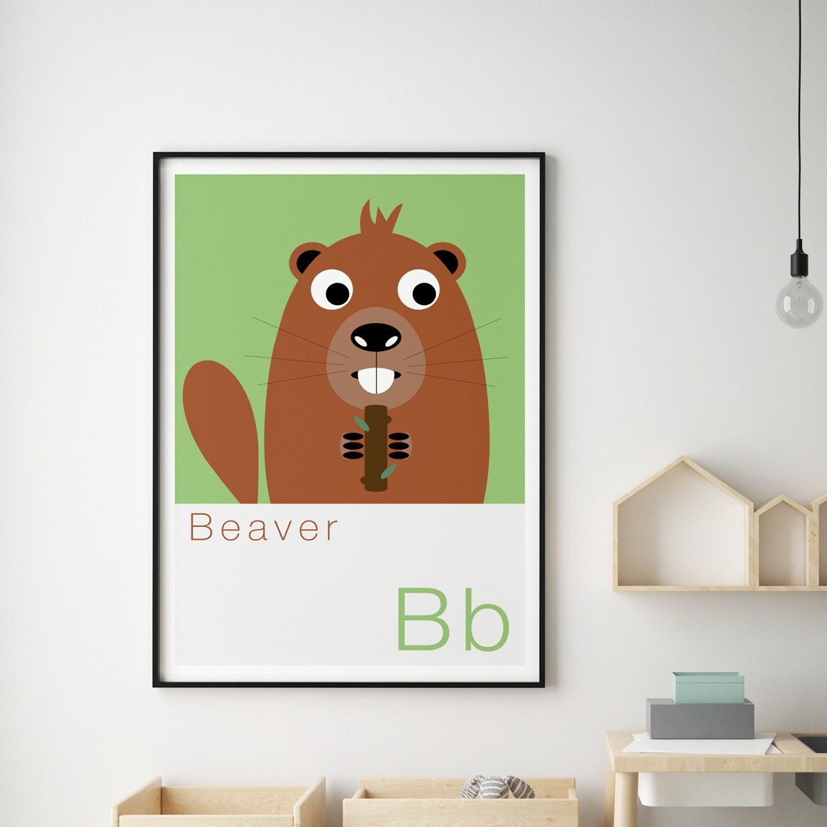 Children's Beaver Print, Alphabet Poster, Beaver Nursery Art, Animal ...
