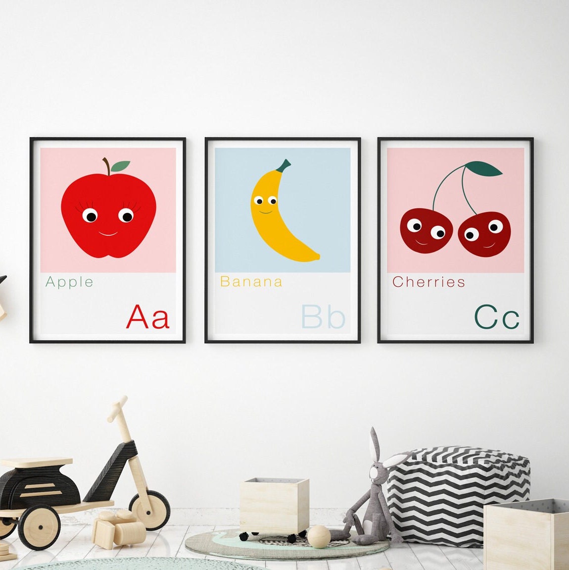 Children's Cherry Print, Alphabet Poster, Nursery Wall Art, Alphabet ...