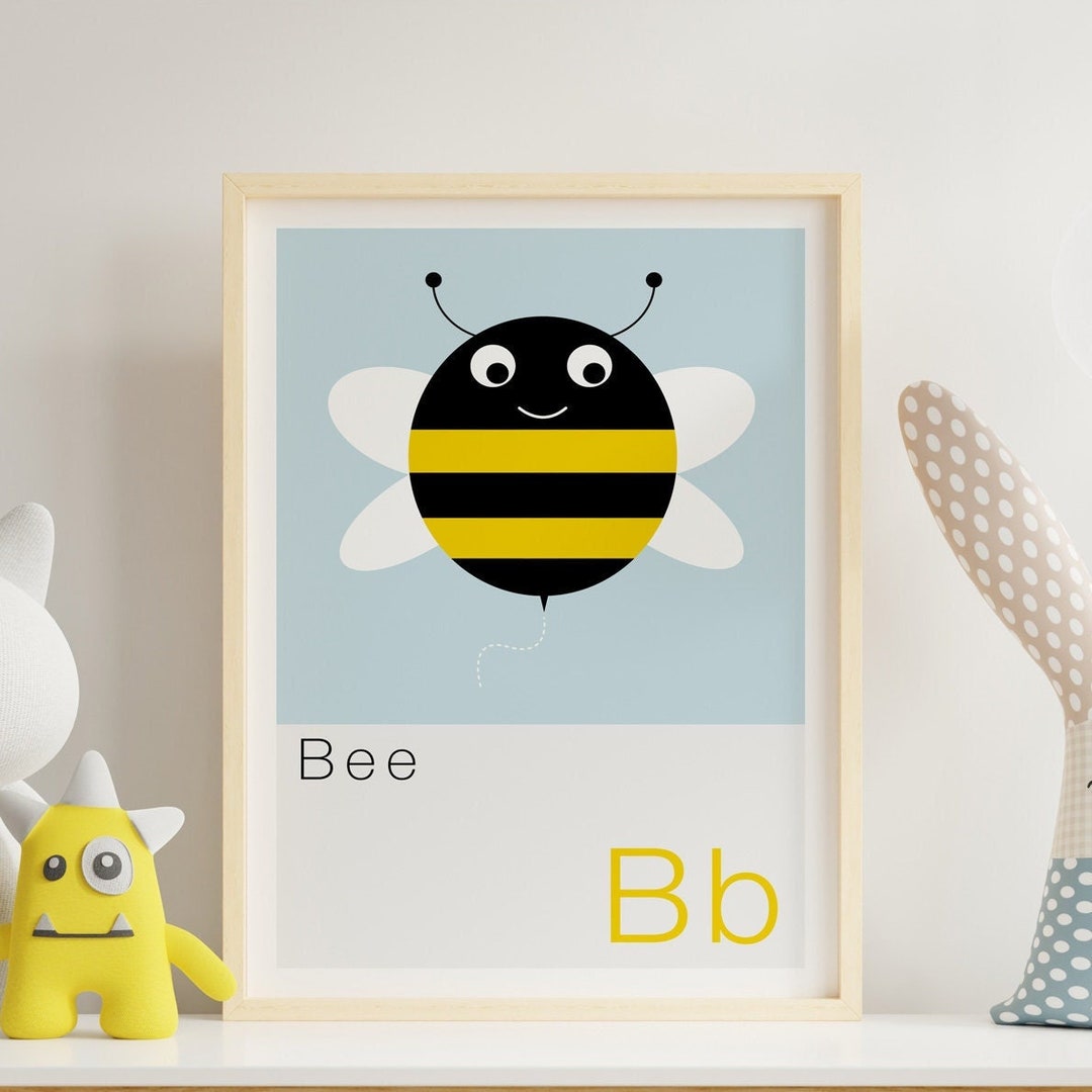 Bee Alphabet Nursery Print, Kids Wall Art - Etsy
