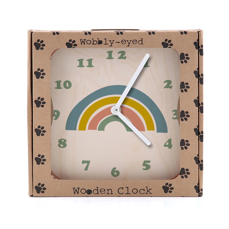 Wooden Clock, Rainbow Clock, Children's Clock, Nursery Decor, Nursery ...