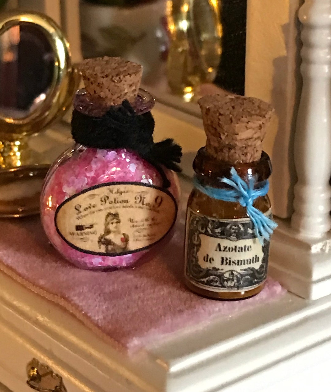 Set of 2 Miniature Apothecary Potion Bottles, Love Potion - Etsy