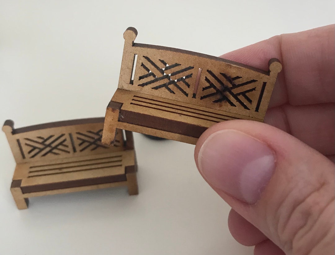 Set of 2 Tiny Wooden 1:48 Scale Benches, Mini Dollhouse Furniture - Etsy