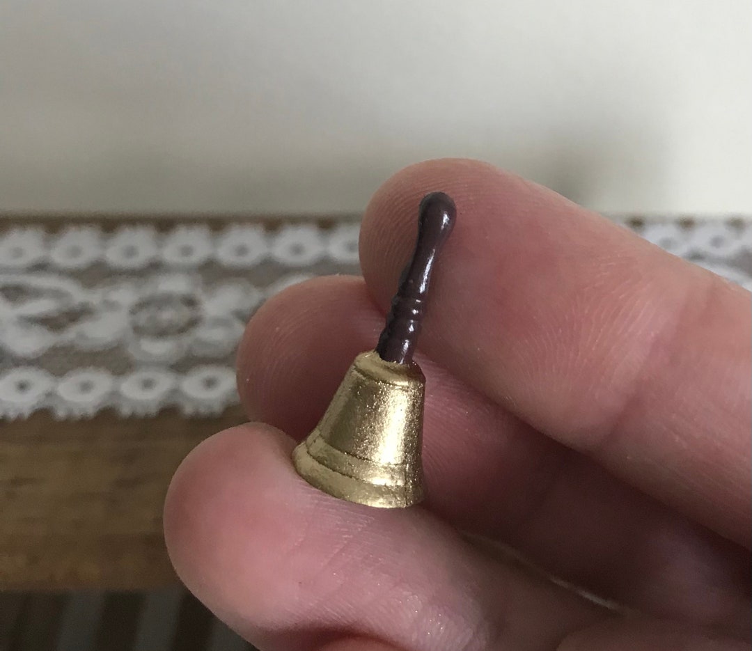 Tiny Mini Dollhouse 1:12 Scale Gold Handbell With Brown Handle - Etsy