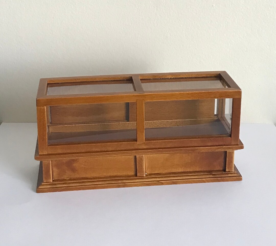 Walnut Miniature Dollhouse 1:12 Scale Display Case With Acrylic Shelves ...