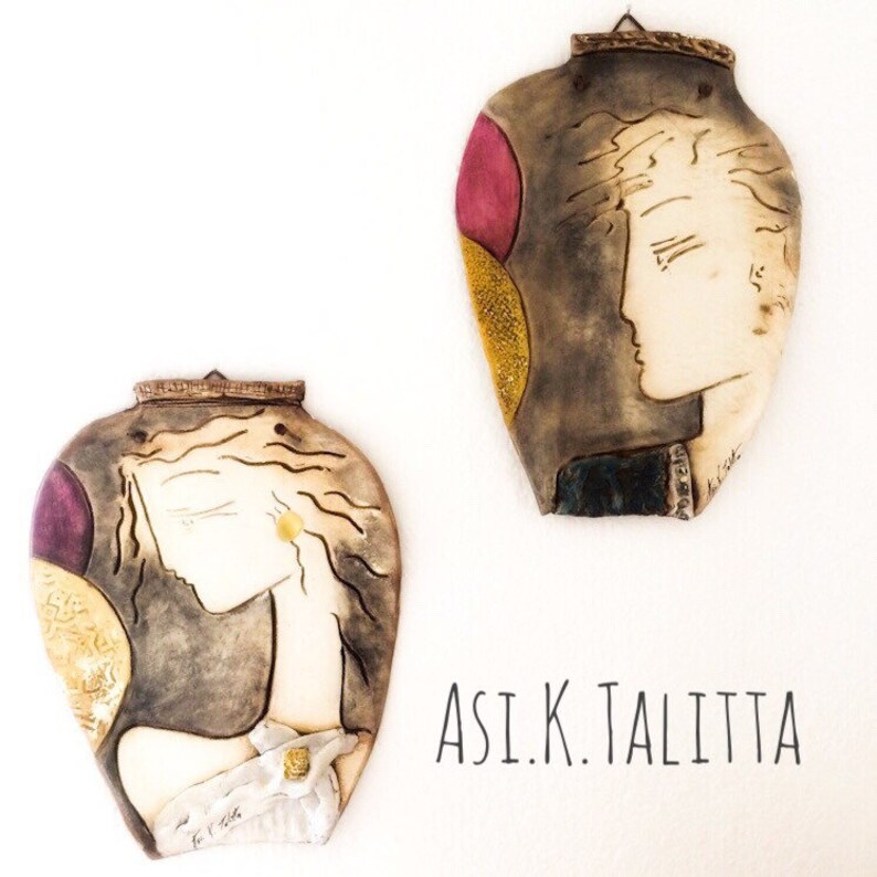 Ancient Greek Couple Fine Clay Wall Art pitchers Design-greek Vases ...